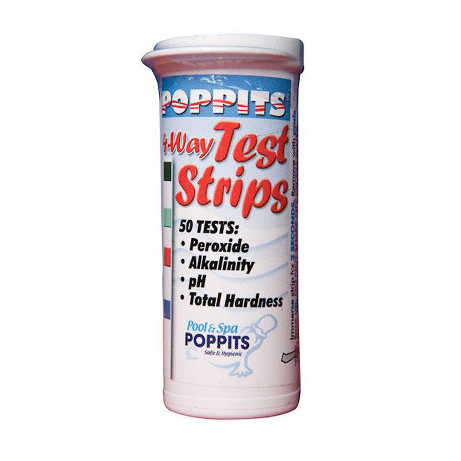 Poppits Peroxide- 4 Way test strips – Yarra Blue Pool & Spa Shop
